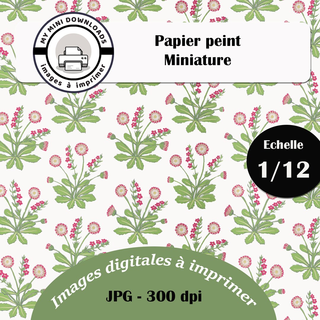 Miniature Wallpaper to Print With Daisy Pattern - Etsy