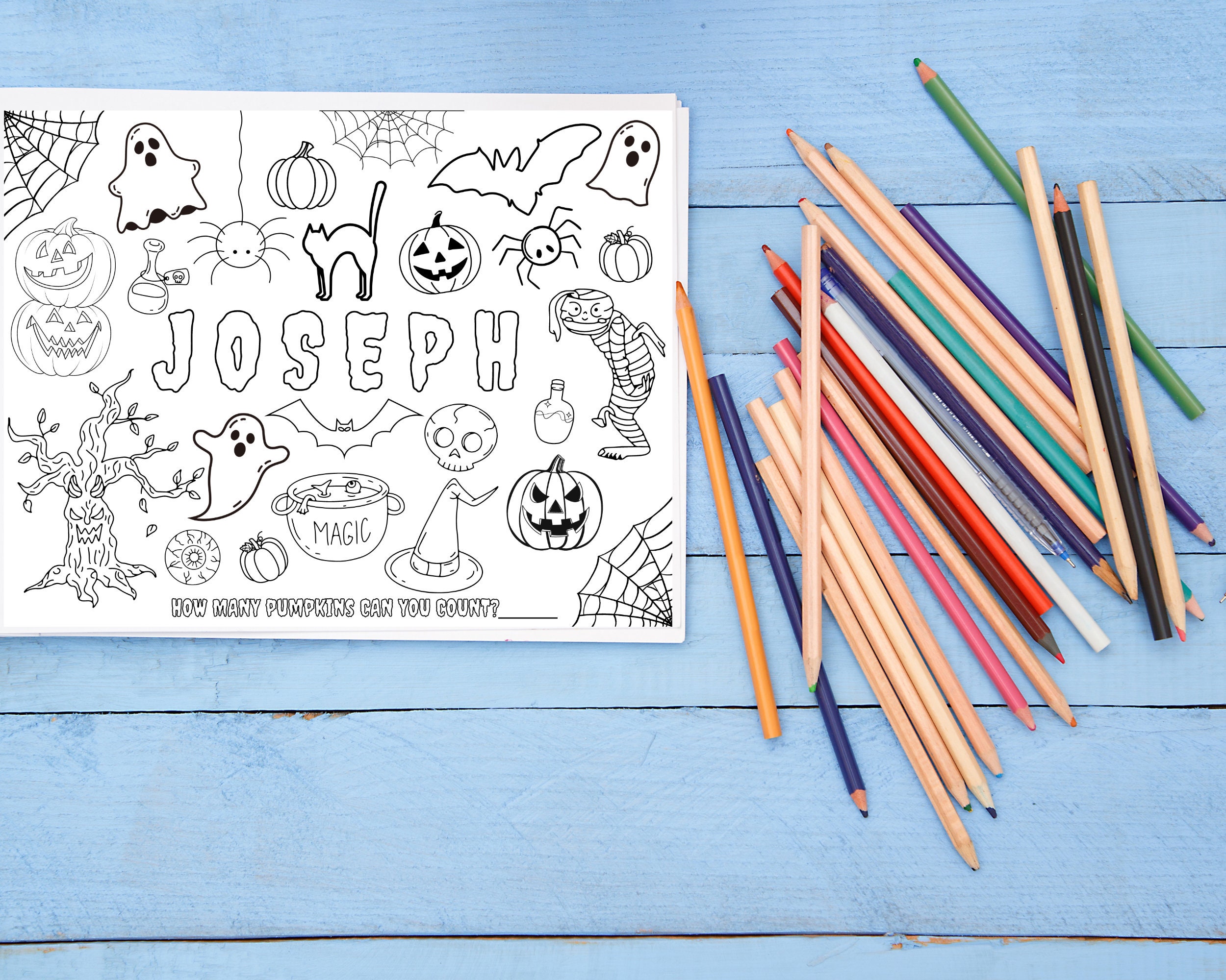 Personalized Halloween Coloring Page, Halloween Coloring Page ...