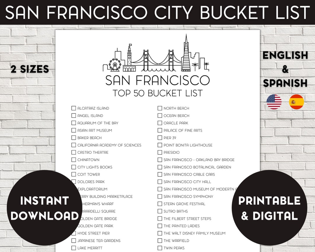 San Francisco Bucket List, Printable Bucket List, Travel Bucket List ...