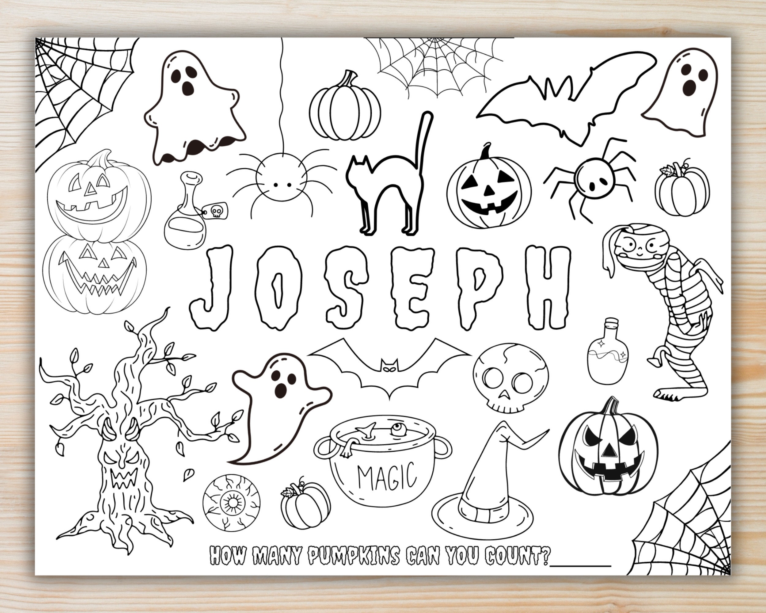 Personalized Halloween Coloring Page, Halloween Coloring Page ...