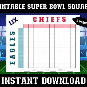 Printable Super Bowl Squares Game, Super Bowl 2025 Predictions, Super ...
