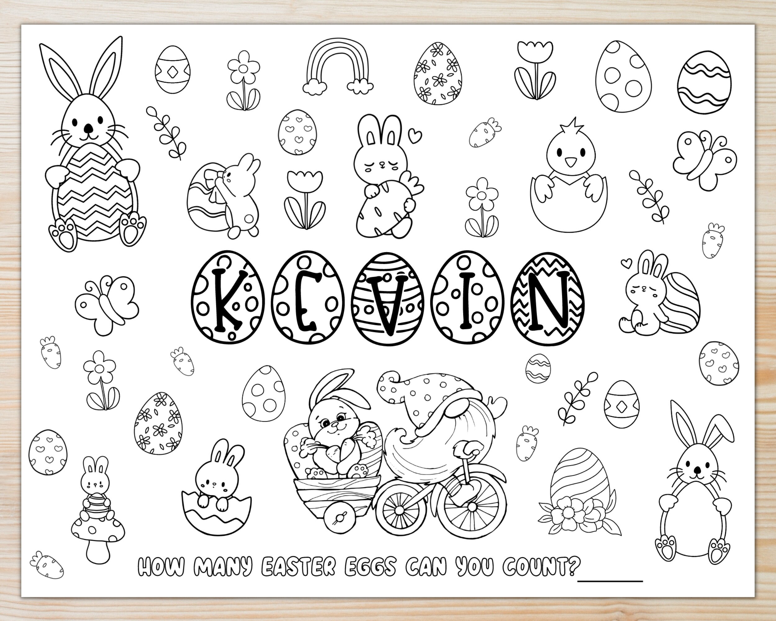 Personalized Easter Coloring Page, Custom Name Easter Coloring Page ...