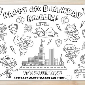 Personalized Superhero Birthday Coloring Page (PDF) - Etsy