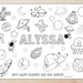 Personalized Space Coloring Page, Custom Name Space Coloring Page ...