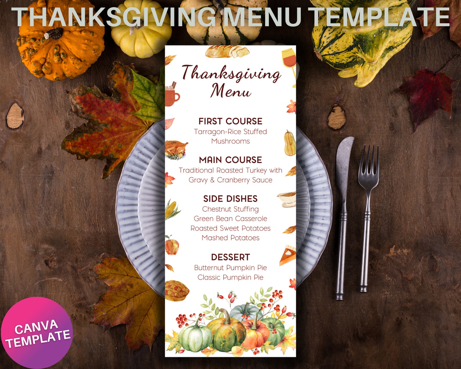 Thanksgiving Menu Template, Thanksgiving Dinner Menu Template ...