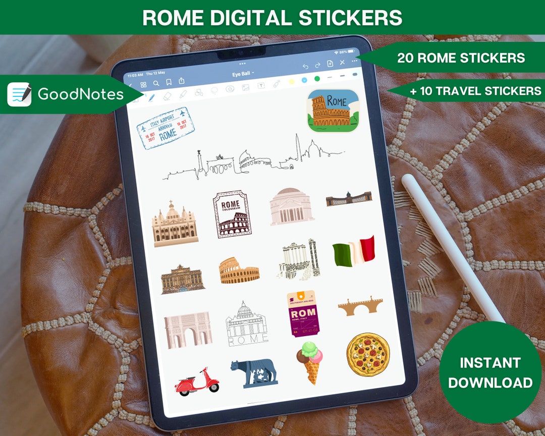Rome Digital Stickers, Rome Travel Stickers, Goodnotes Stickers, Travel ...