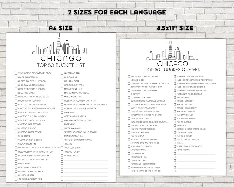 Chicago Bucket List: Top 50 Checklist (printable Digital Download) - Etsy