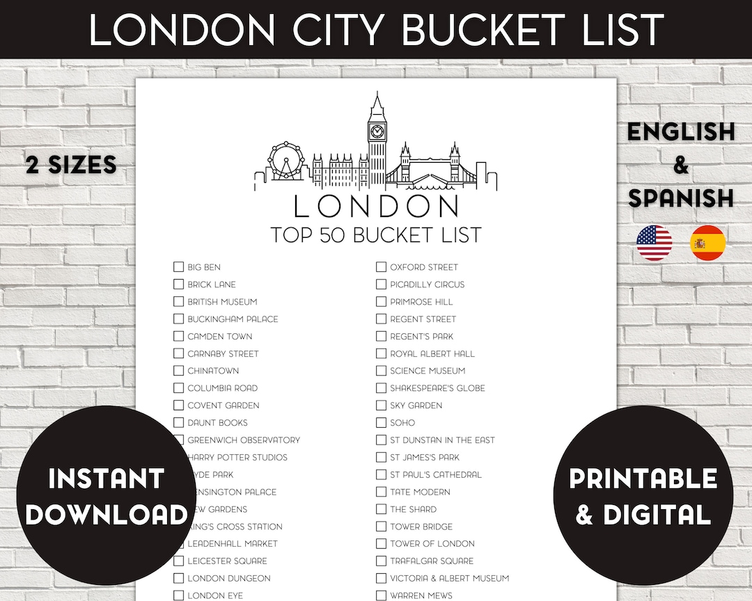 London Bucket List, Printable Bucket List, Travel Bucket List, Travel ...