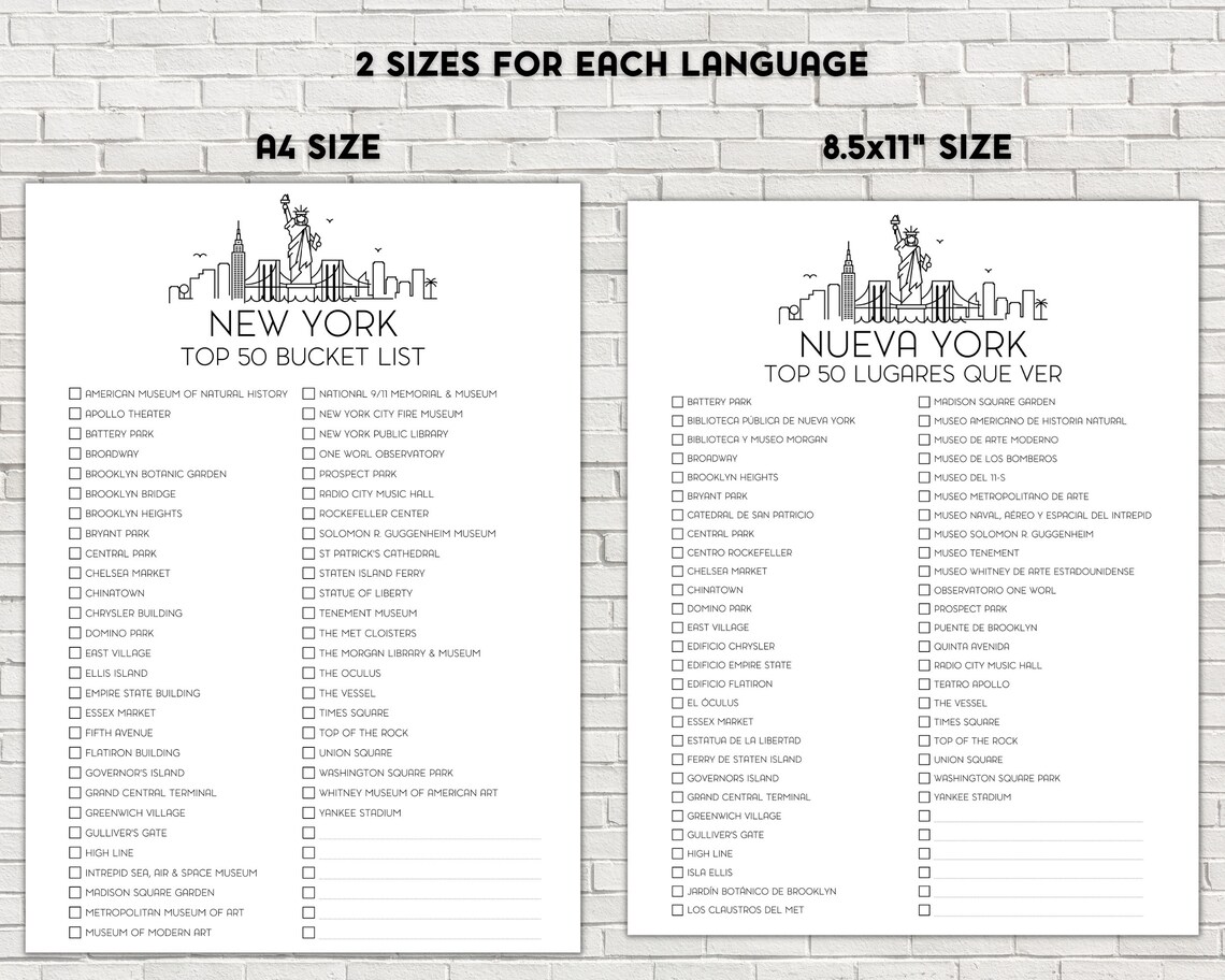 New York Bucket List, Printable Bucket List, Travel Bucket List, Travel ...