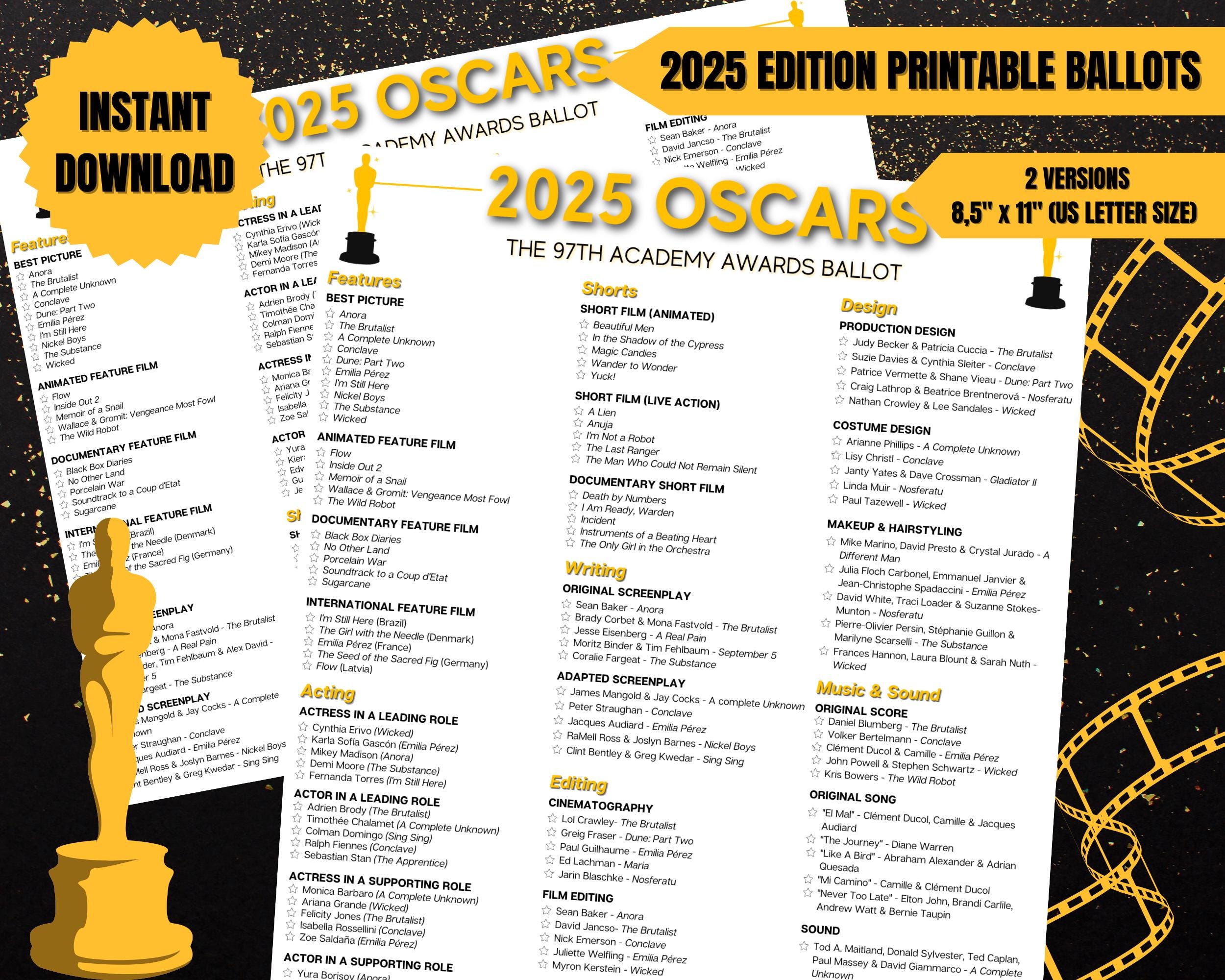 Boleta De Los Oscar 2014 Para Imprimir Oscars Printable Etsy España