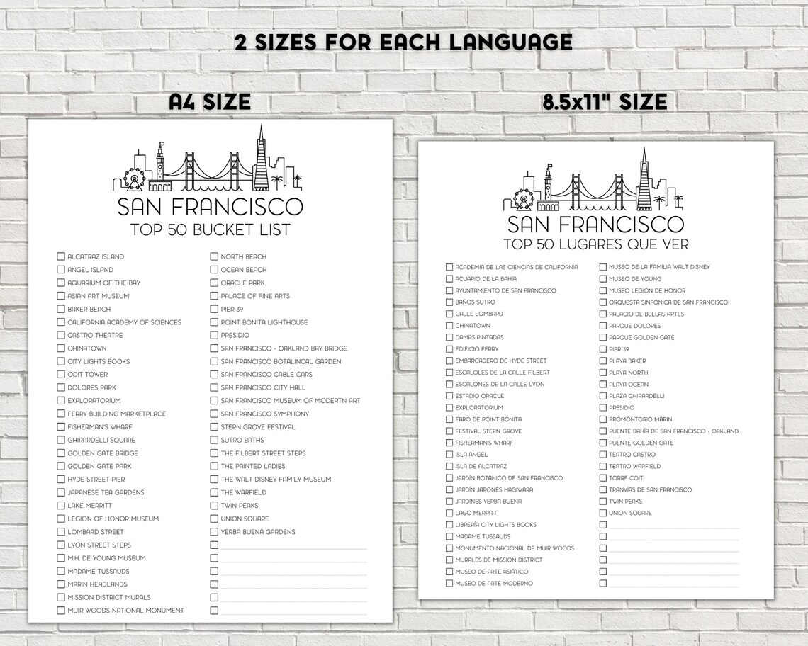 San Francisco Bucket List, Printable Bucket List, Travel Bucket List ...
