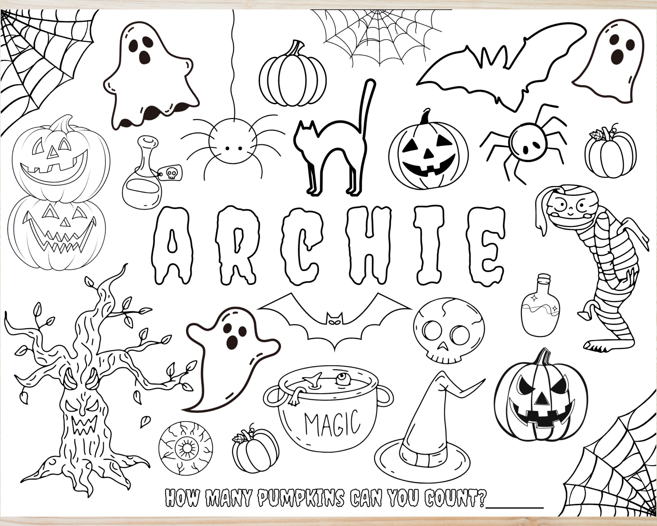 Personalized Halloween Coloring Page, Halloween Coloring Page ...
