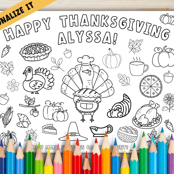 Happy Thanksgiving Coloring Page - Etsy