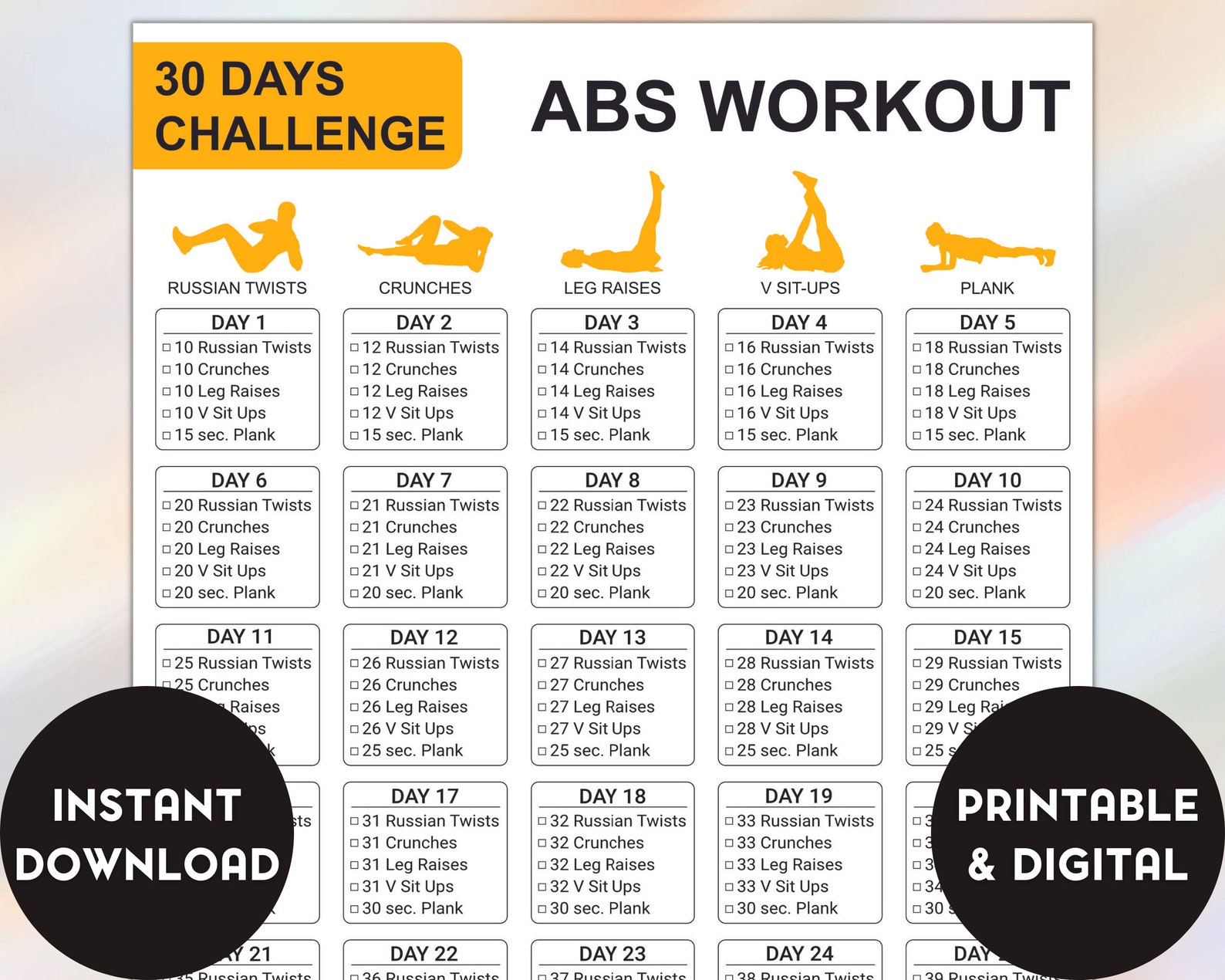 30 Days Abs Challenge, Lose Belly Fat Challenge, Abs Workout, Belly ...