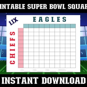 Printable Super Bowl Squares Game, Super Bowl 2025 Predictions, Super ...