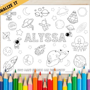 Personalized Space Coloring Page, Custom Name Space Coloring Page ...