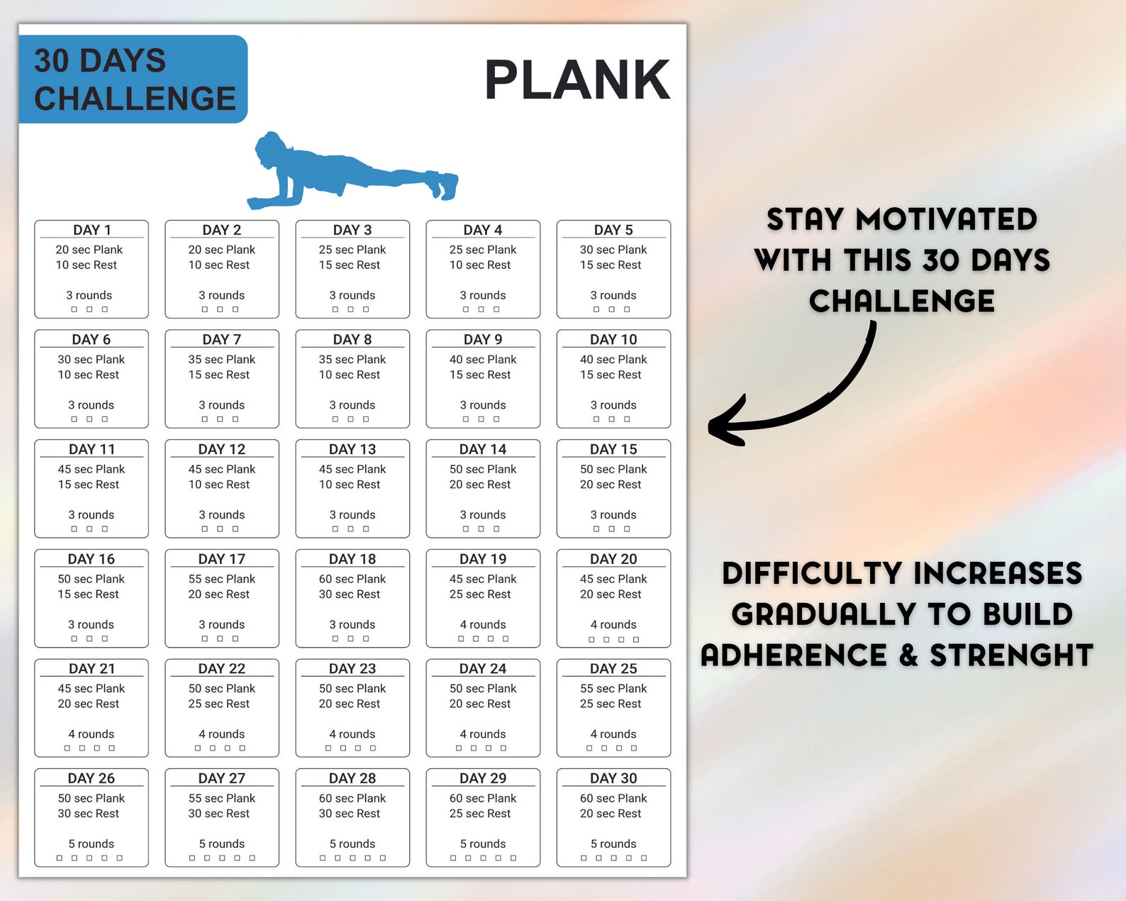 30 Days Plank Challenge, Strong Core Challenge, Lose Fat Challenge ...