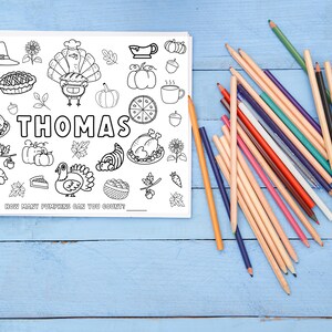 Personalized Thanksgiving Coloring Page, Custom Thanksgiving Name ...