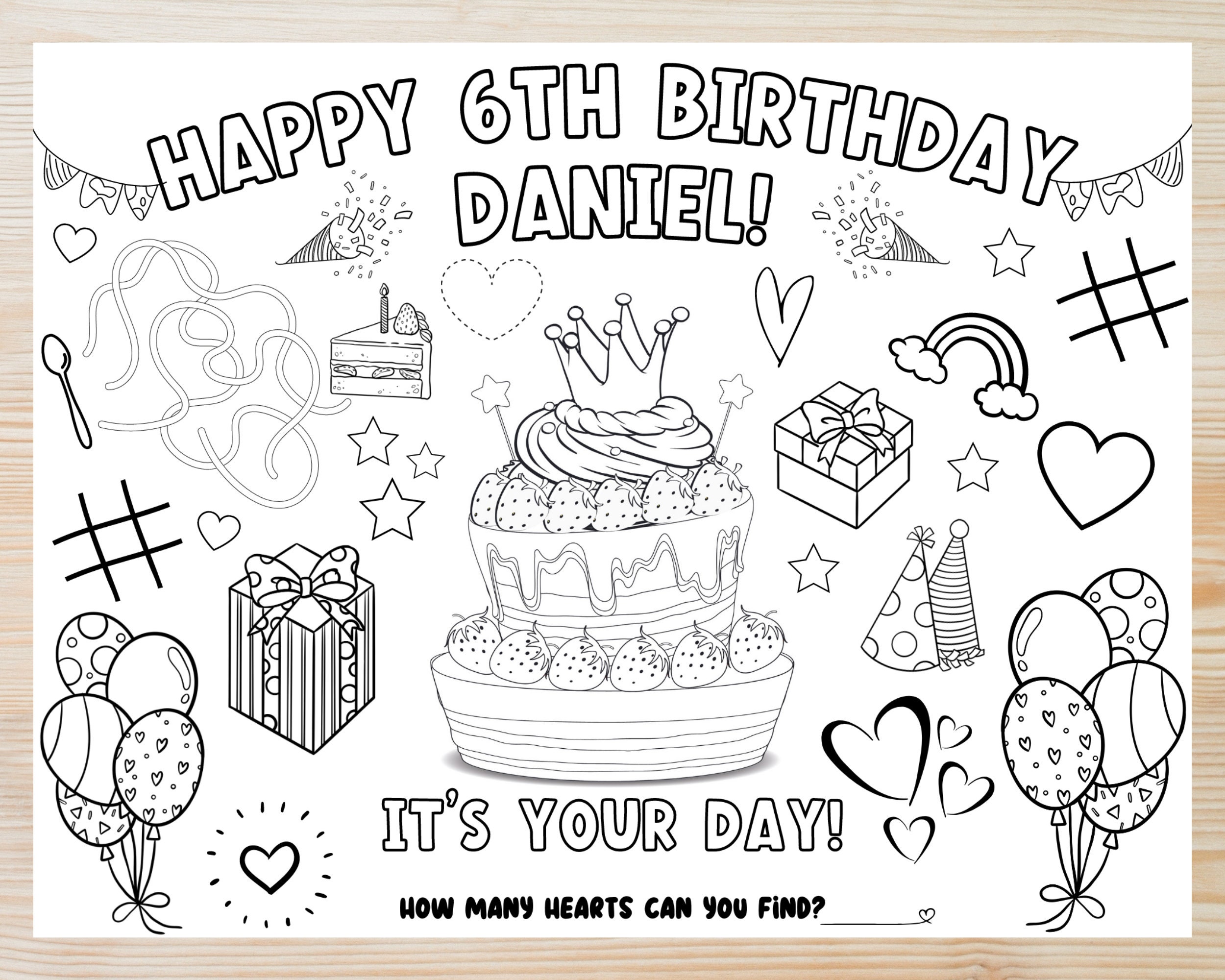 Personalized Birthday Coloring Page: Custom Name & Age (PDF) - Etsy