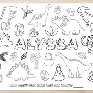 Personalized Dinosaur Coloring Page, Custom Name Dinosaur Coloring Page ...