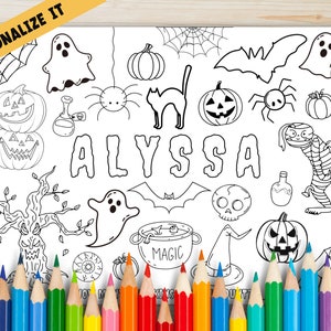 Personalized Halloween Coloring Page, Halloween Coloring Page ...