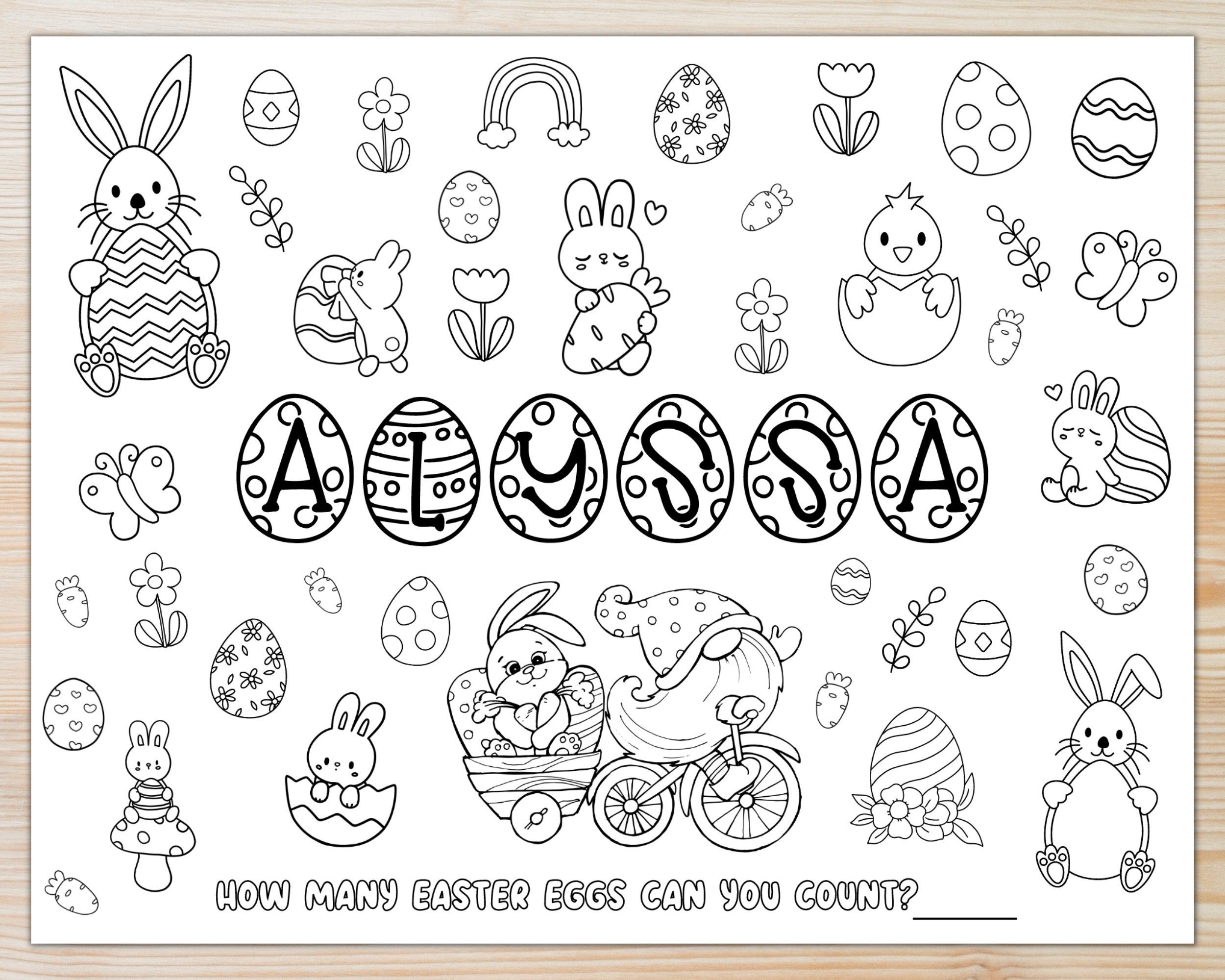 Personalized Easter Coloring Page, Custom Name Easter Coloring Page ...
