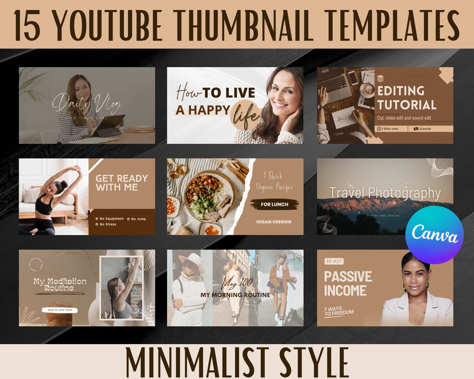 15 Youtube Thumbnail Canva Templates, Minimalist Thumbnail Templates ...