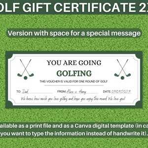 Printable Golfing Trip Voucher: Editable Golf Gift Certificate (PDF) - Etsy