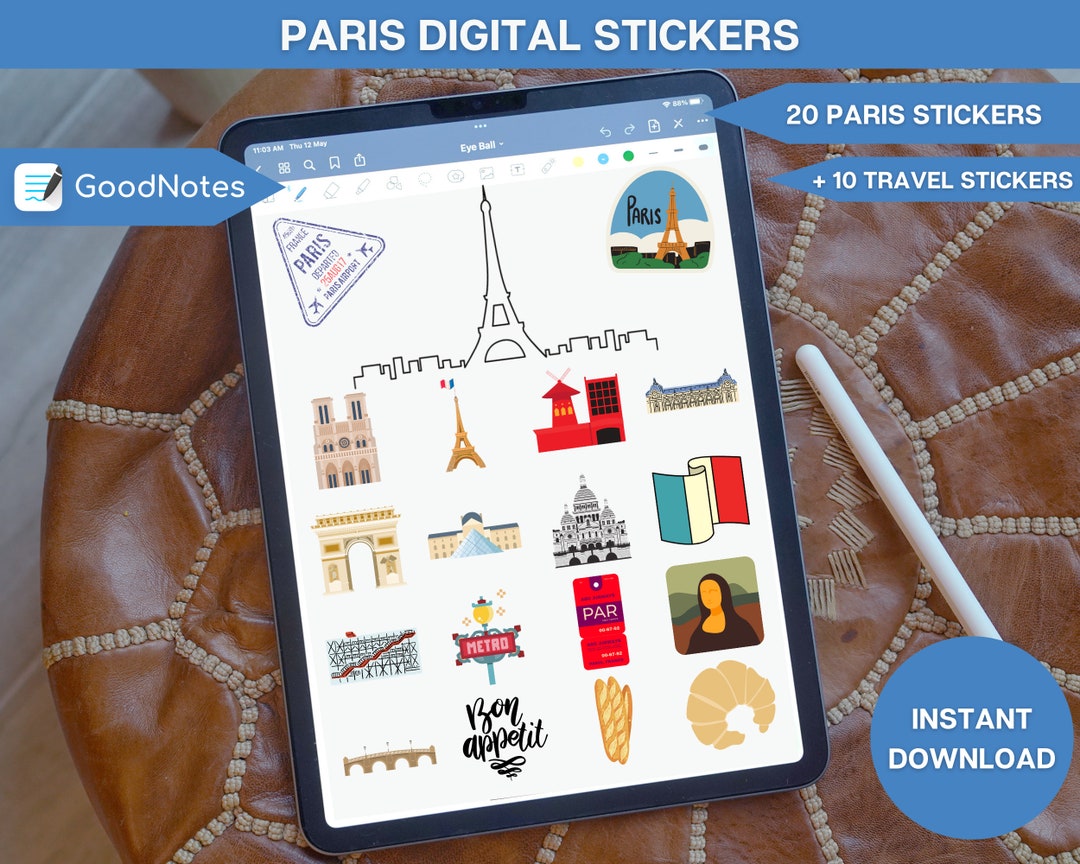 Paris Digital Stickers, Paris Travel Stickers, Goodnotes Stickers ...
