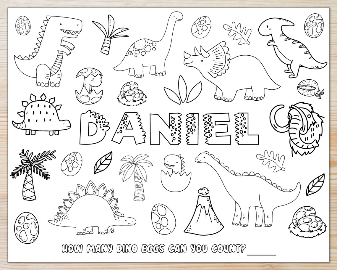 Personalized Dinosaur Coloring Page, Custom Name Dinosaur Coloring Page ...