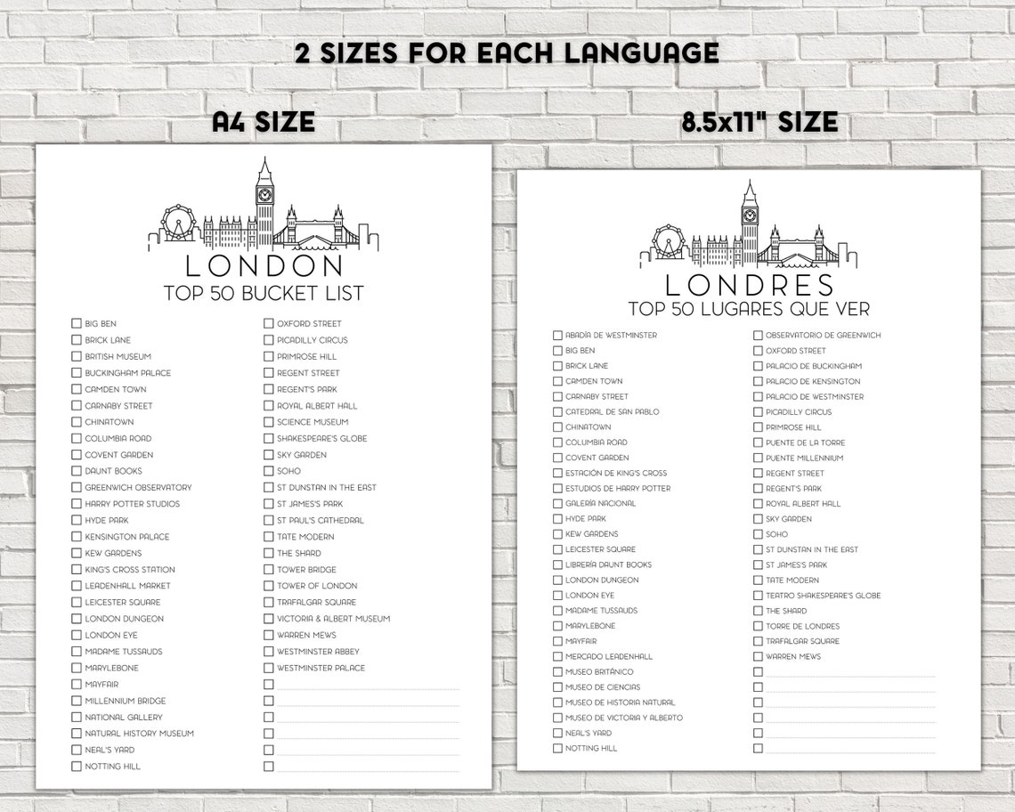 London Bucket List, Printable Bucket List, Travel Bucket List, Travel ...