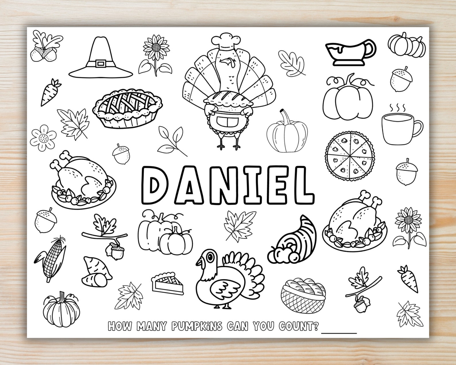 Personalized Thanksgiving Coloring Page, Custom Thanksgiving Name ...