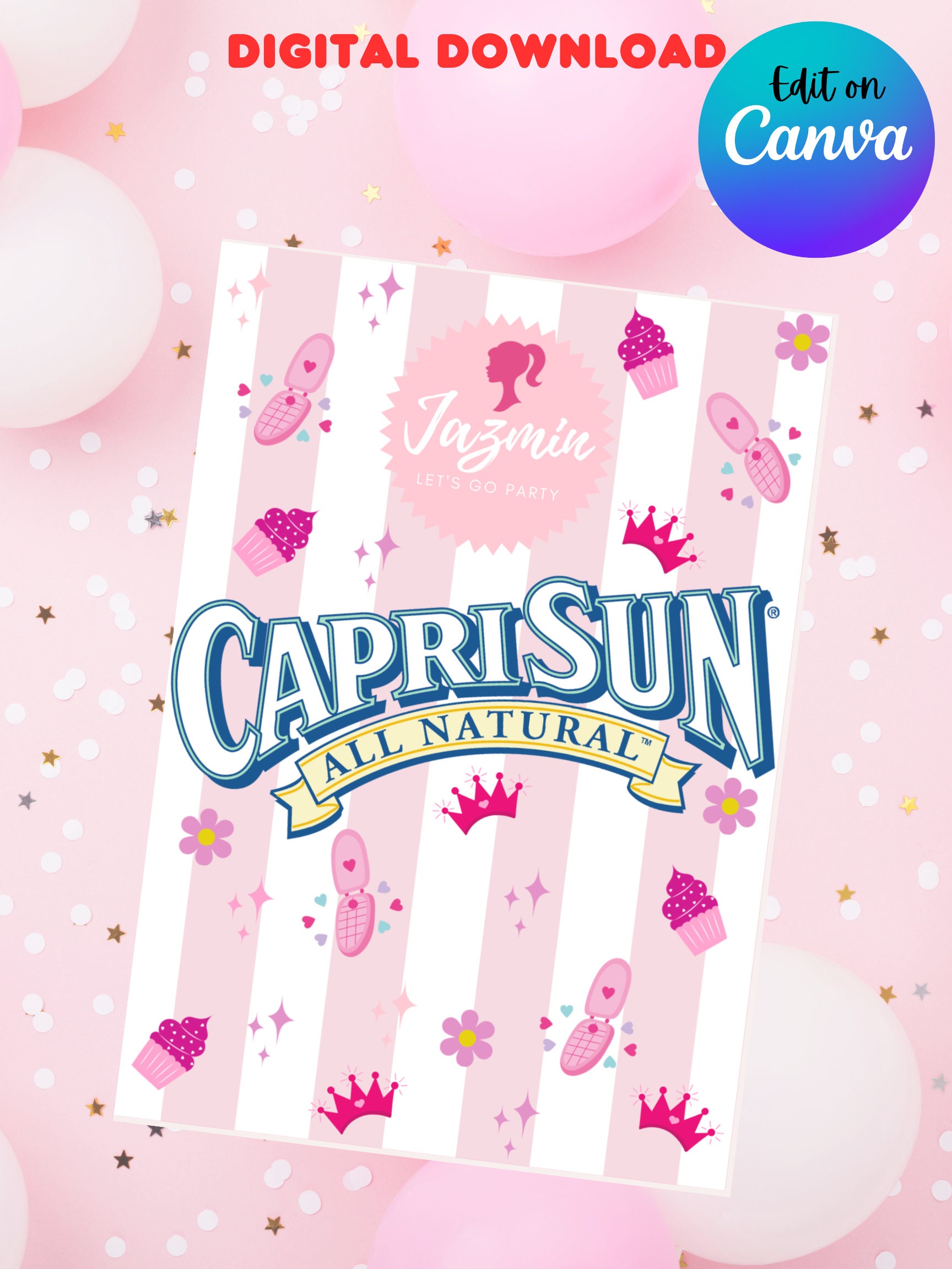 Caprisun Template Barbie Caprisun Labels Caprisun Template - Etsy