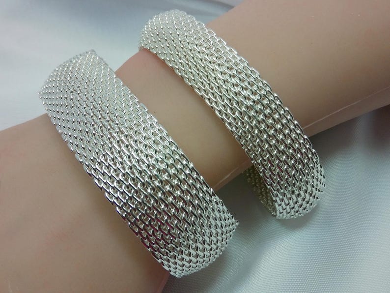 925 Silver Mesh Bracelets - Etsy