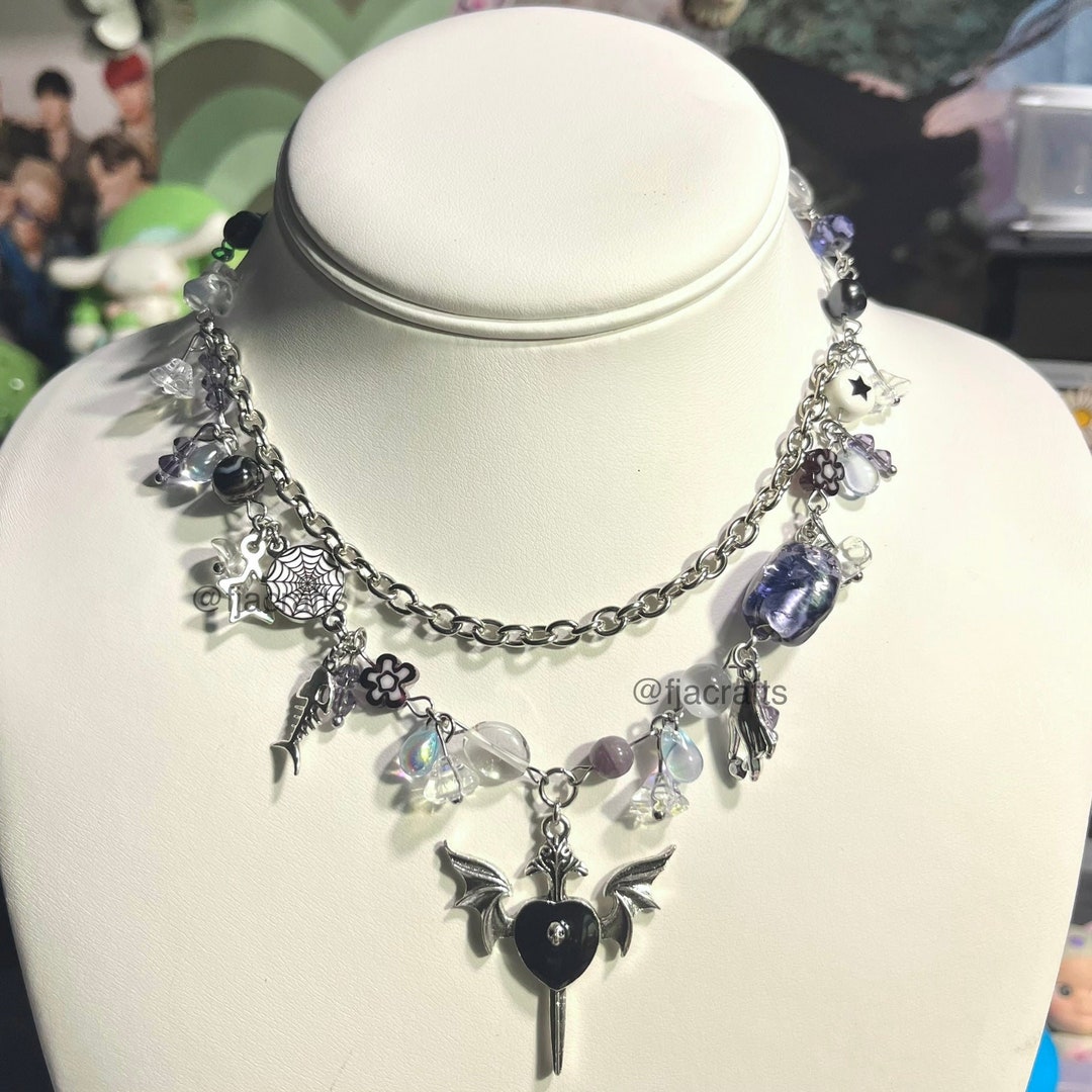 Villain Era Clutter Necklace Jiggly Spider Web Sword - Etsy