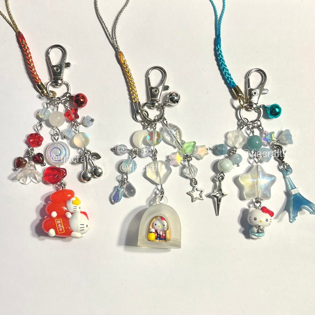 Gotochi Kitty Beaded Keychain Bag Clip Charm Interchangeable Cute ...
