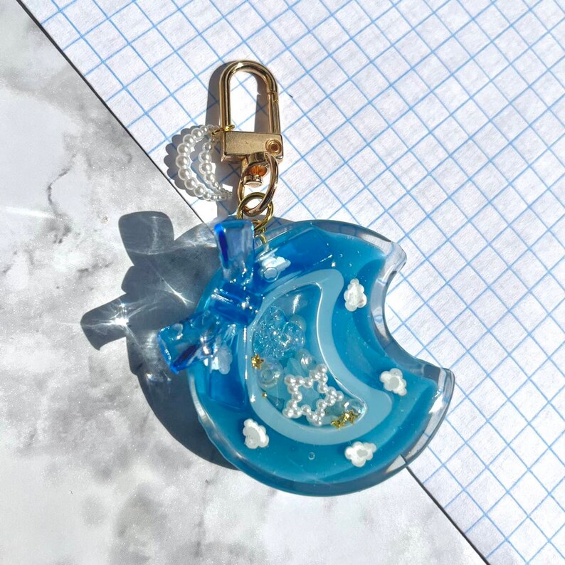 Shaker Keychain Handmade Cute Dry Shaker Beads Resin Glitter Deco Heart ...