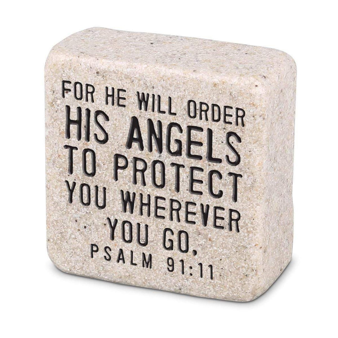 His Angels Scripture Stone - Etsy