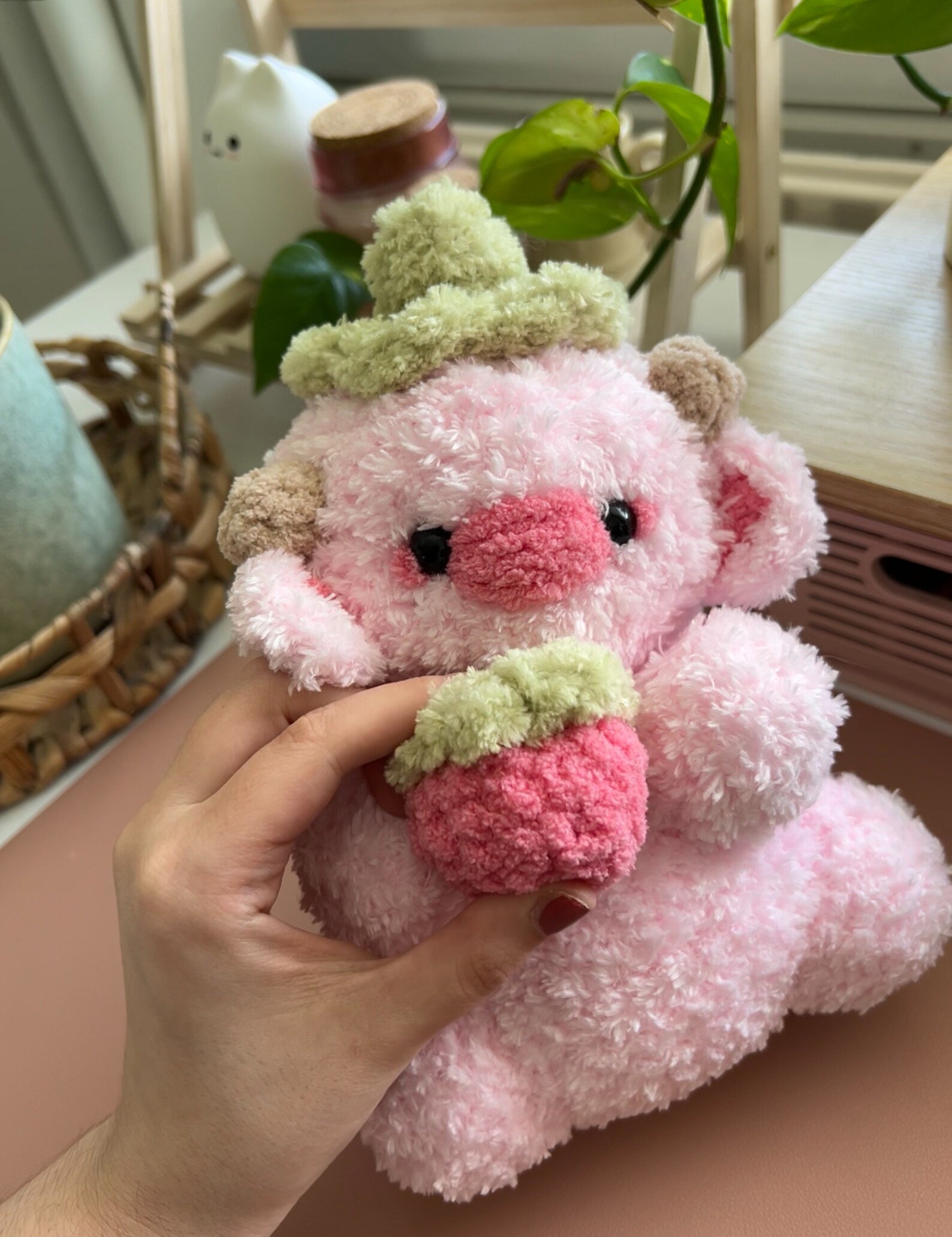 Extra Fluffy Pink Strawberry Cow | Super Soft Crochet Cow Plush - Etsy