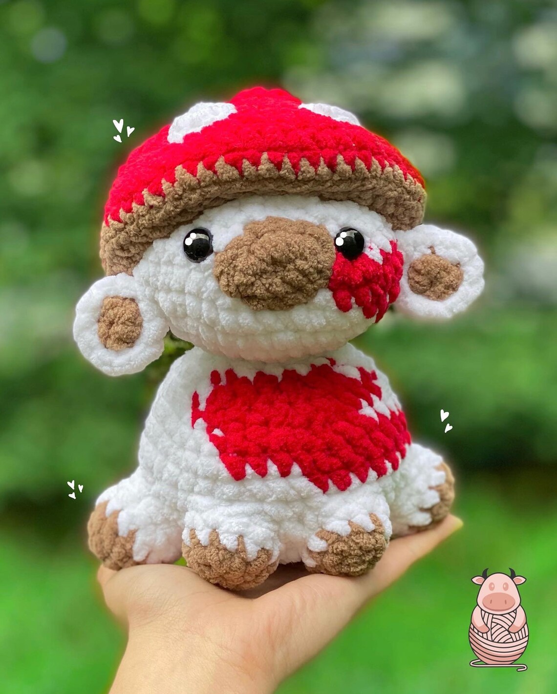 Cute Customizable Mushroom Shy Cow Super Soft Crochet Cow - Etsy