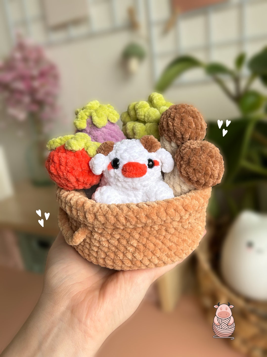 Vegetable Harvest Basket Cow Plushie PDF Pattern - Etsy