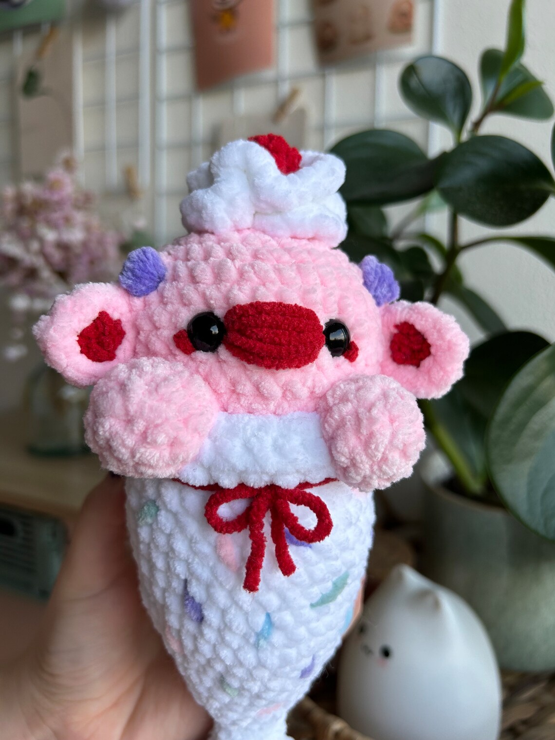 Pink Milkshake Cow | Super Soft Crochet Cow Plush - Etsy