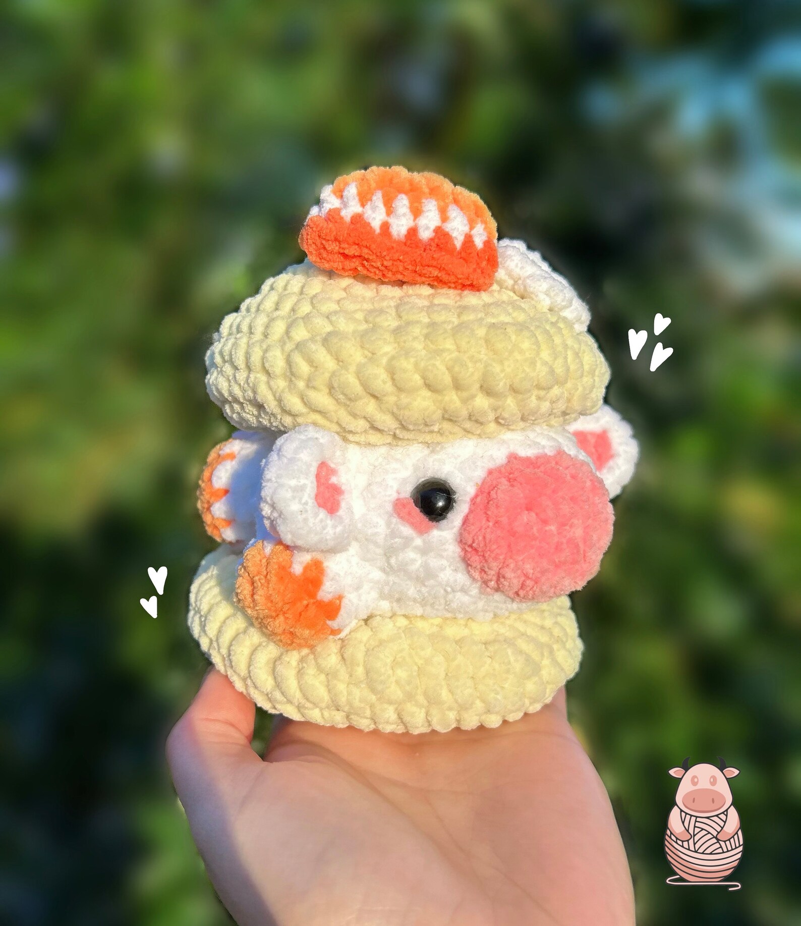 Tangerine Macaron Cow Super Soft Crochet Cow Plush - Etsy