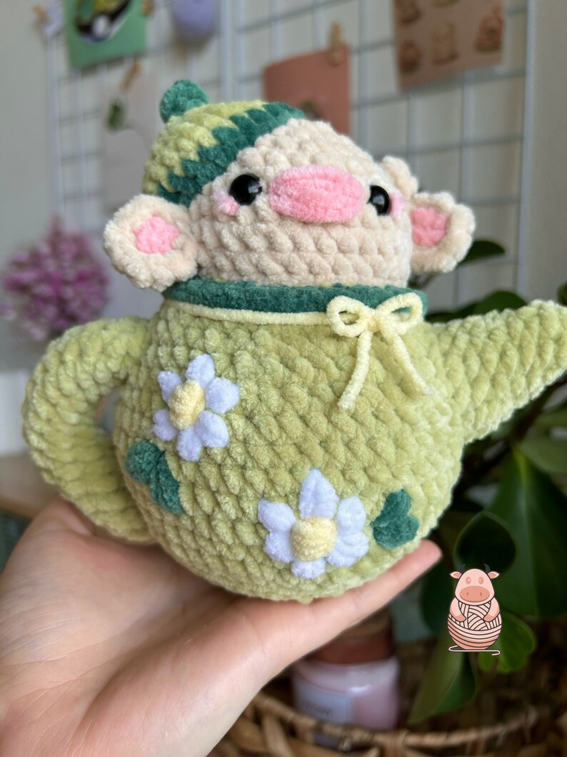 Chamomile Teapot Cow Super Soft Crochet Cow Plush - Etsy