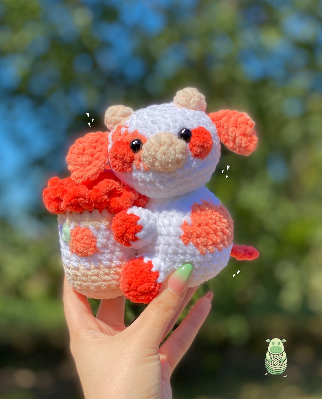 Cute Hugging Cow With Peach Jam | Super Soft Crochet Cow Plush - Etsy