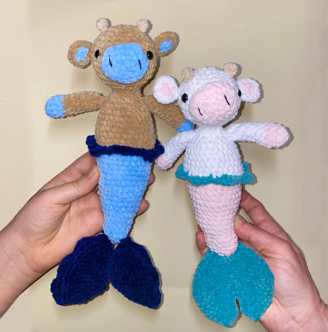 Cute Crochet Mermaid Cow Plushie PDF Pattern - Etsy