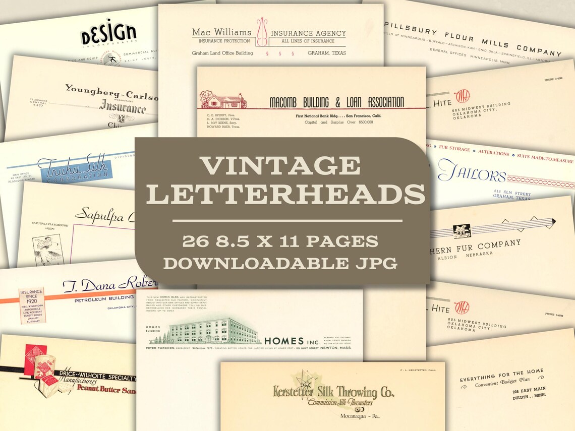 Vintage Letterhead Stationery for Junk Journals, Art, Scrapbooking or ...