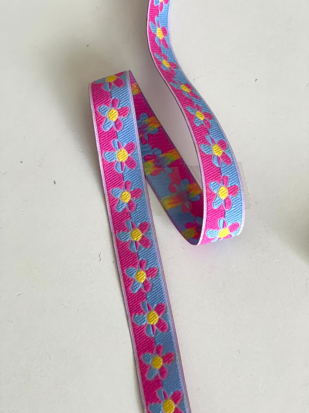 15mm Vintage Retro Flowers Groovy Daisy Floral Design Woven Jacquard ...