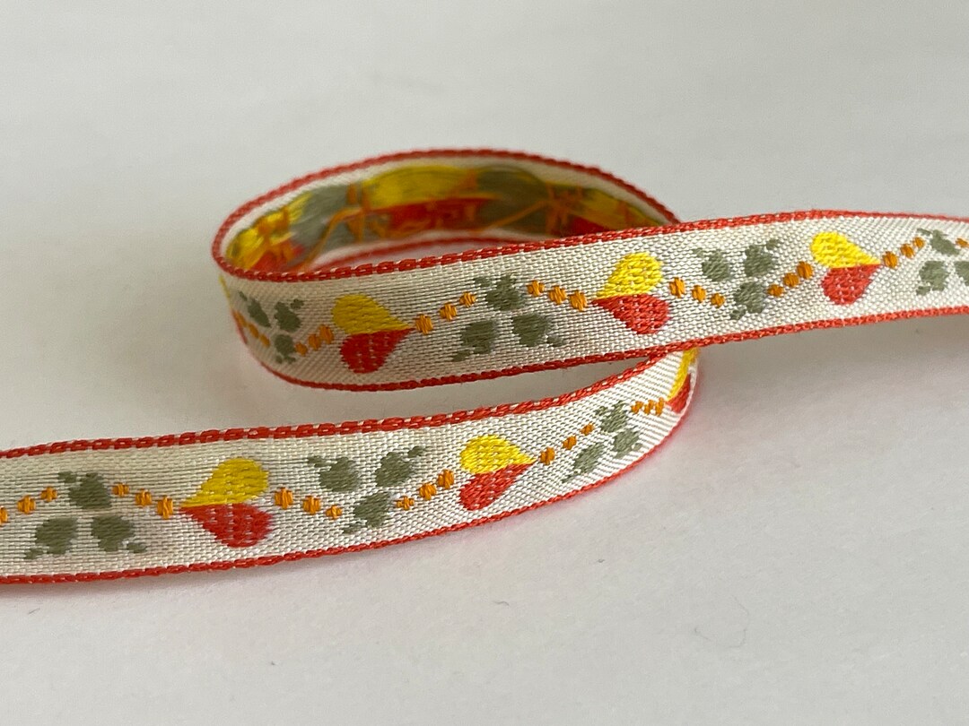 Vintage Darling Natural Cotton & Orange Hearts Woven Jacquard Design ...