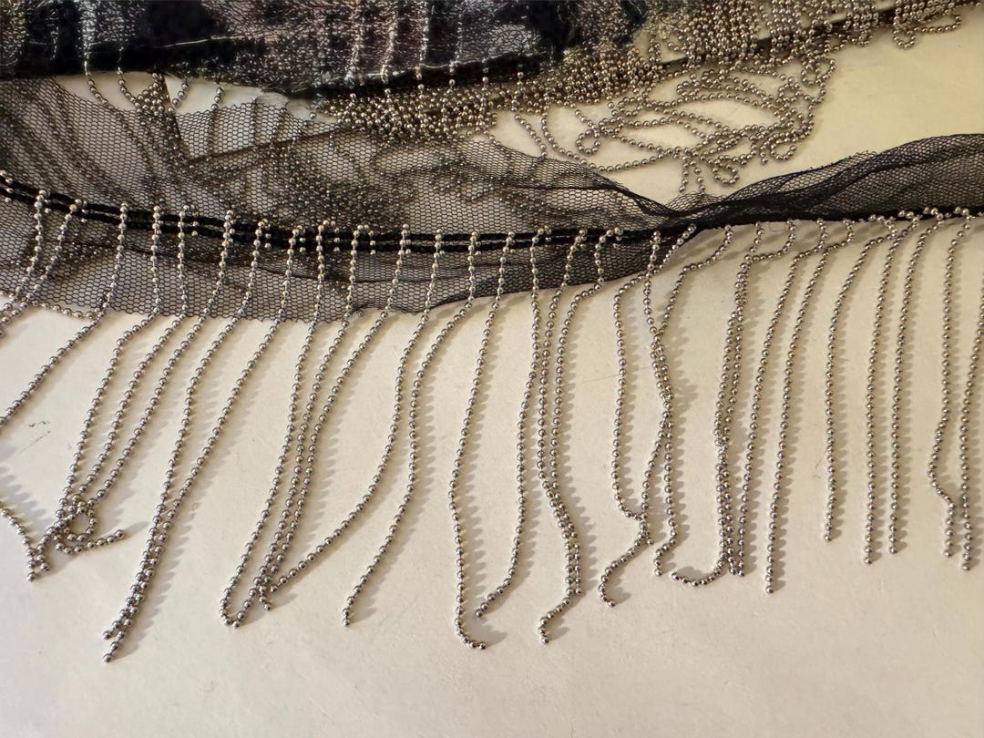 3 1/2 " Ball Chain Fringe, Silver Ball Chain Fringe Retro Chic Chain ...